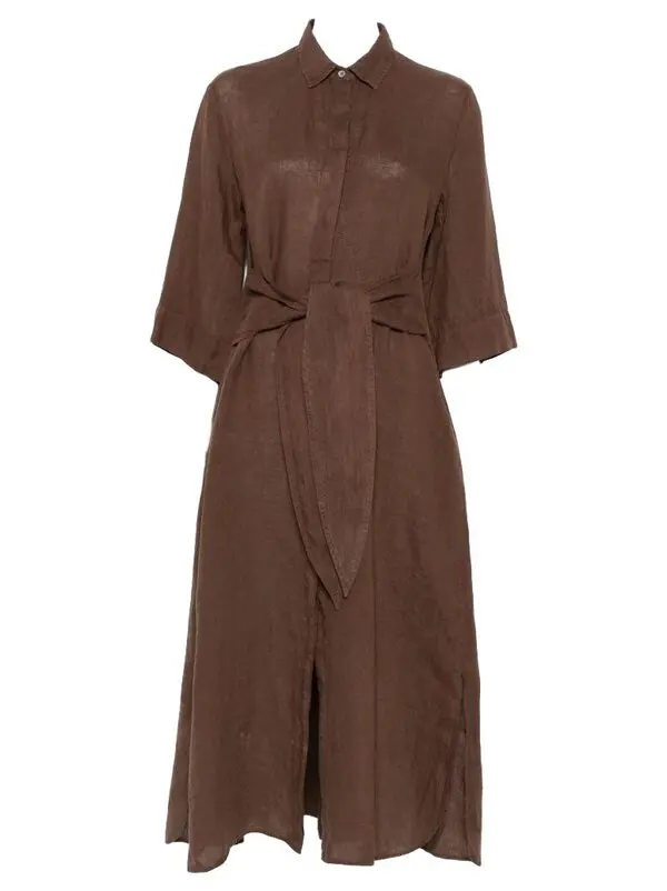 ARCHIVIO '67 Linen Chemisier Dress - Brown