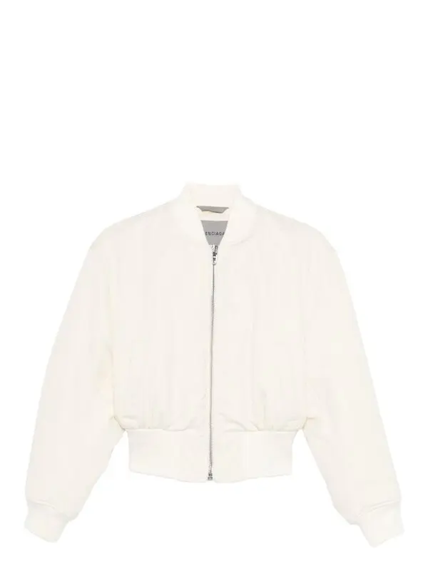 Balenciaga Cropped Bomber Jacket - White