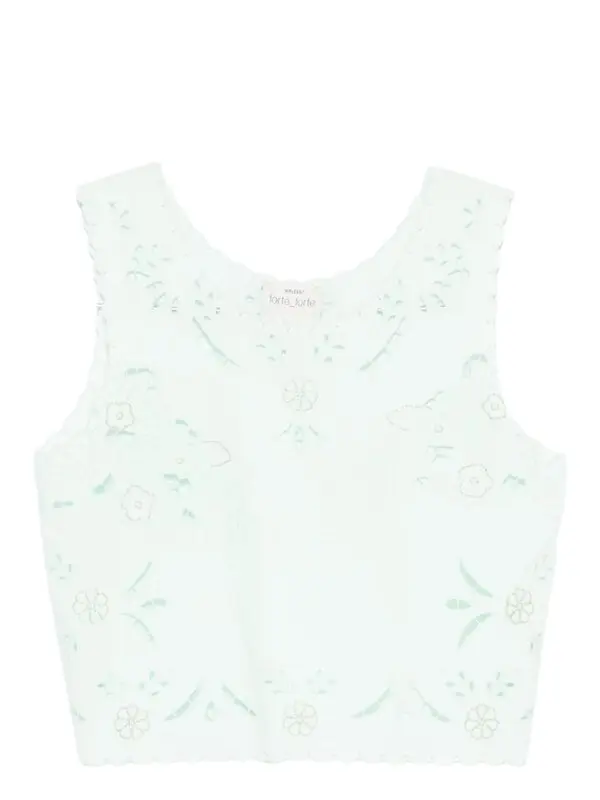 FORTE_FORTE Embroidered Cotton Top - Sky Blue