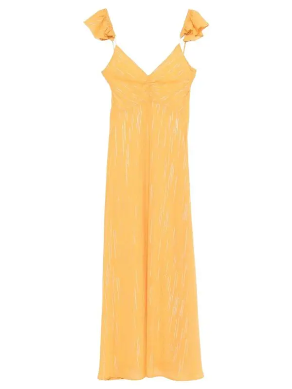 FORTE_FORTE V-necked Long Dress - Orange