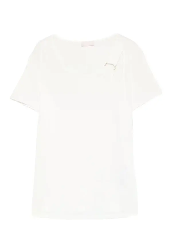 Liu Jo Cut-out Ring-detail T-shirt - Neutrals