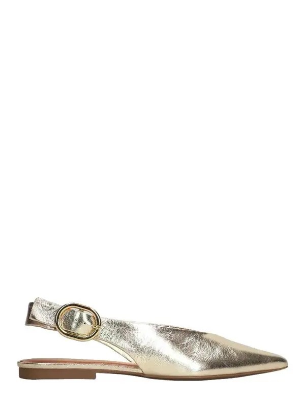 AREZZO Buckle-fastening Pointed-toe Slingback Ballet Flats - Gold
