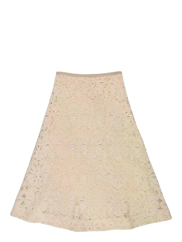 Incotex Floral-lace A-line Skirt - Neutrals
