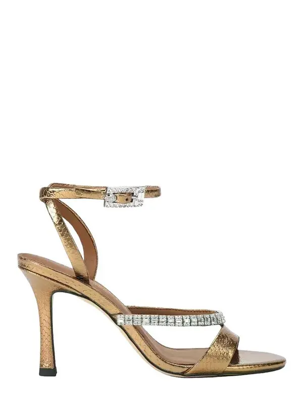 Kurt Geiger Crystal-embellished Snakeskin Effect Sandals - Gold