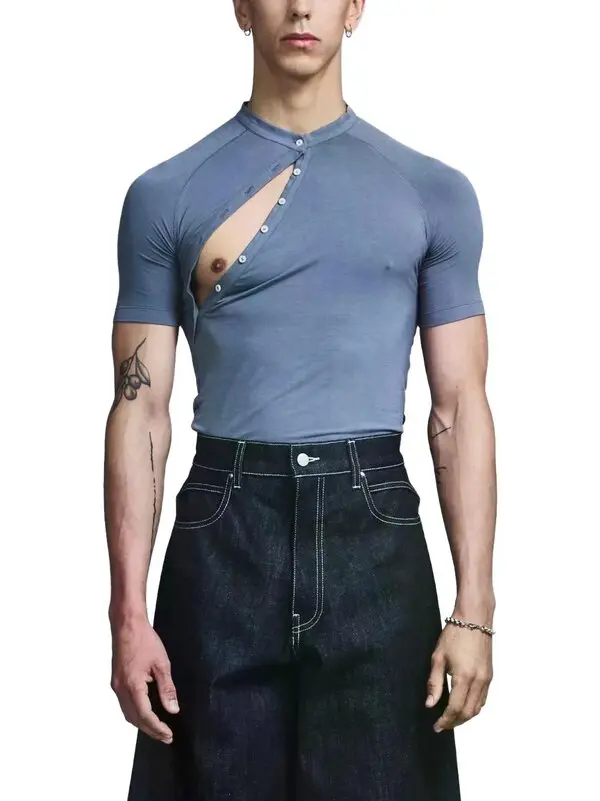 SAUL NASH Cut-out Raglan-sleeve T-shirt - Blue