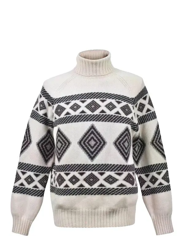 Brunello Cucinelli Patterned Turtleneck Sweater - Neutrals