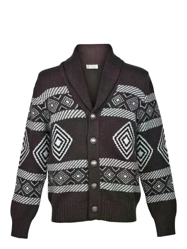 Brunello Cucinelli Patterned Cashmere Cardigan - Brown
