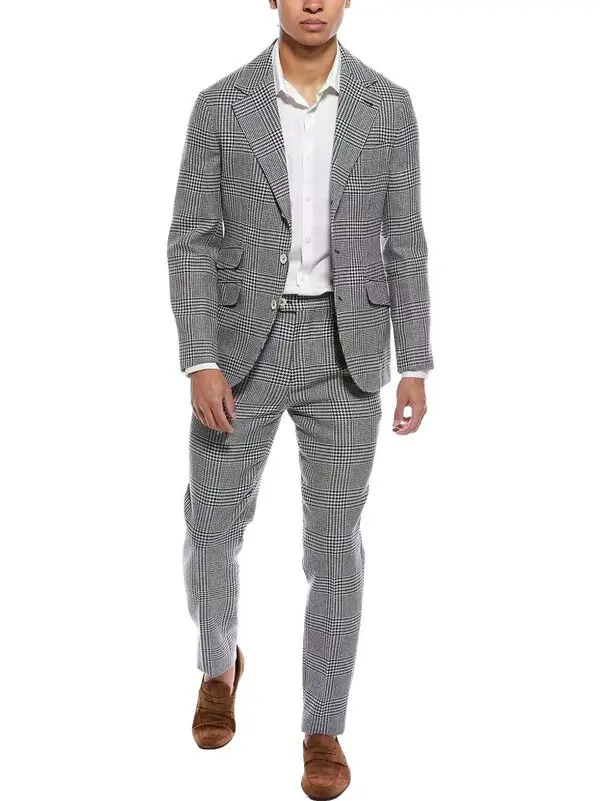 Brunello Cucinelli Prince Of Wales Check Tailored Suit - Grey
