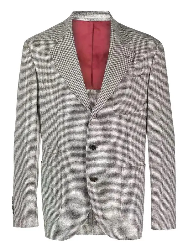 Brunello Cucinelli Houndstooth-pattern Blazer - Grey