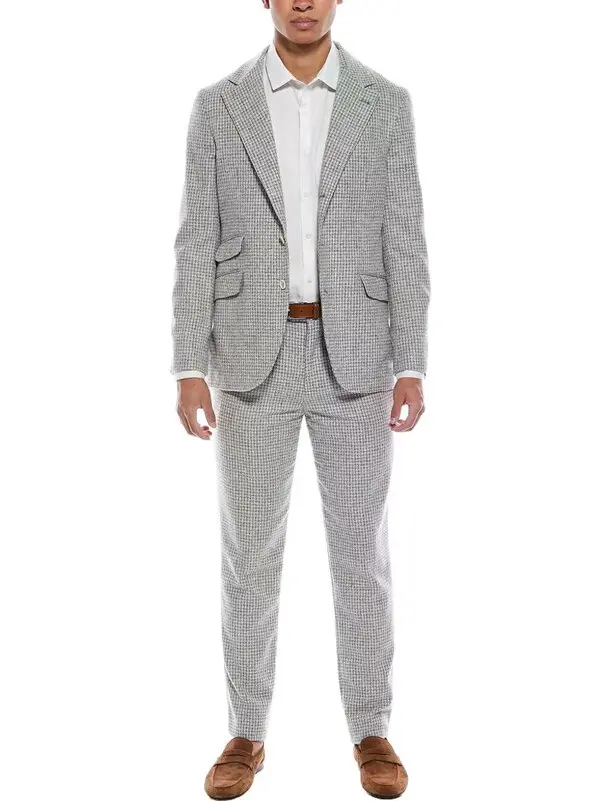 Brunello Cucinelli Houndstooth Three-button Suit - Grey