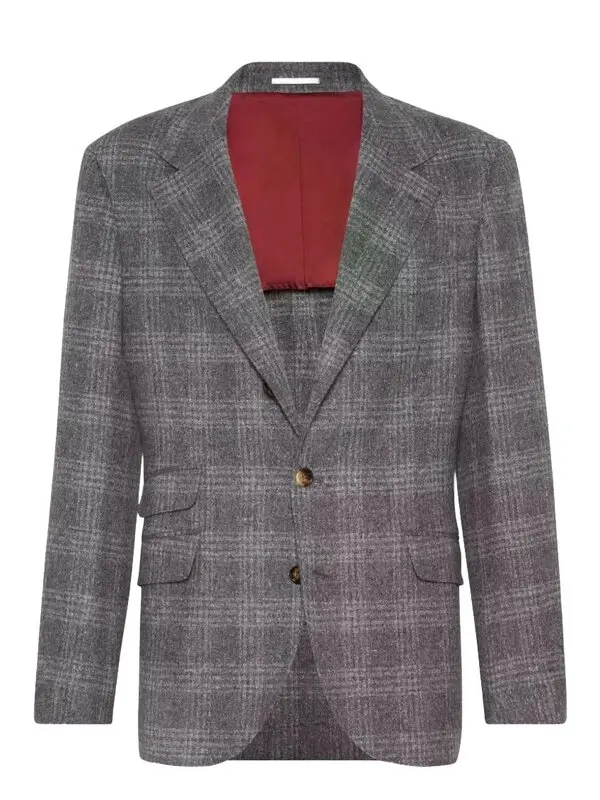 Brunello Cucinelli Plaid Deconstructed Blazer - Grey