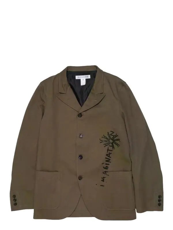 Comme Des Garçons Graphic-print Notched-lapel Jacket - Green