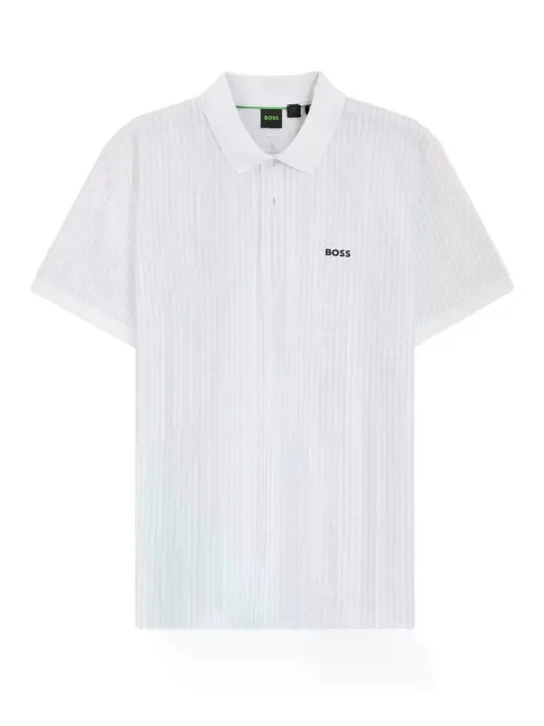 BOSS Check-pattern Logo-patch Polo Shirt - White