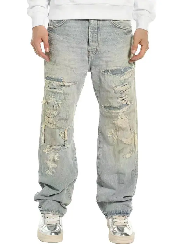 PURPLE BRAND Distressed Straight-leg Jeans - Blue