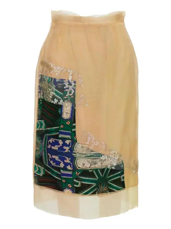 HUI MILANO Ivy Graphic-print Skirt - Neutrals