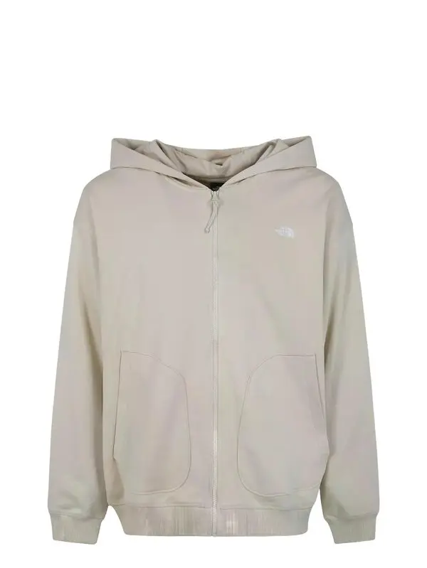 The North Face Essential Logo-embroidered Zip-up Hoodie - Neutrals