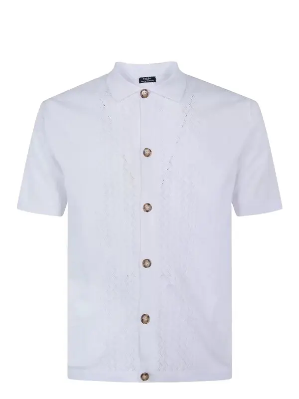 BARBA NAPOLI Pointelle-knit Short-sleeve Shirt - White