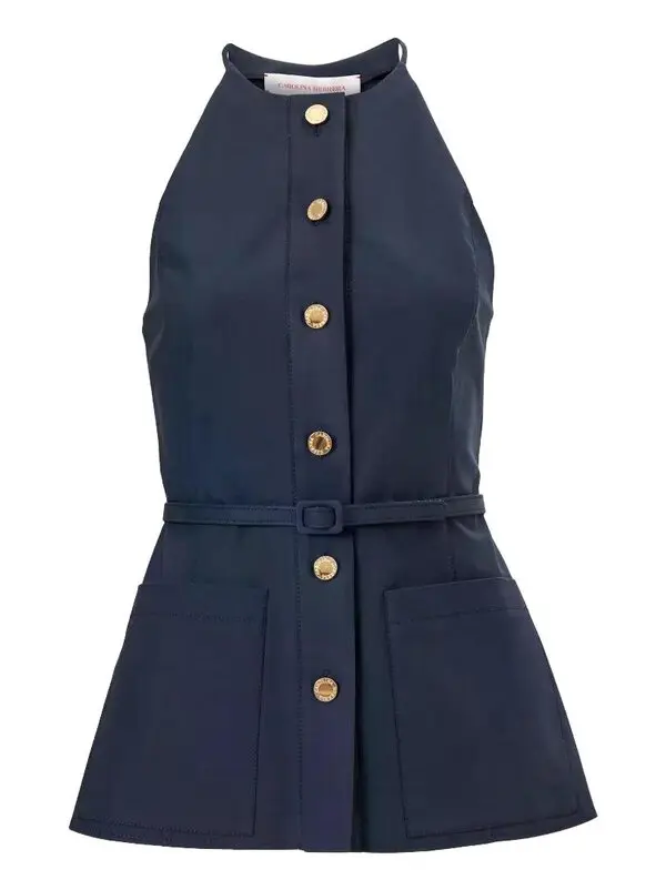 Carolina Herrera Button-front Halterneck Top - Blue