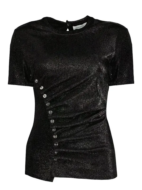 Rabanne Draped Press-stud Top - Black