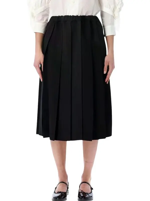 Comme Des Garçons Pleated Midi Skirt - Black