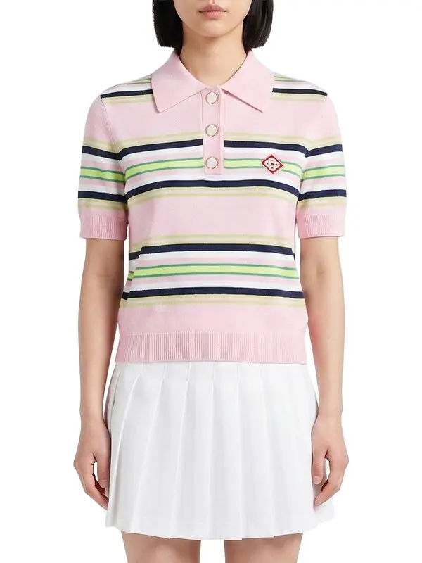 Casablanca Striped Polo Shirt - Pink