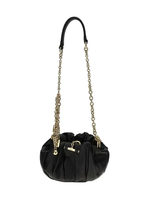 Chloé Ruched Chain Strap Bag - Black