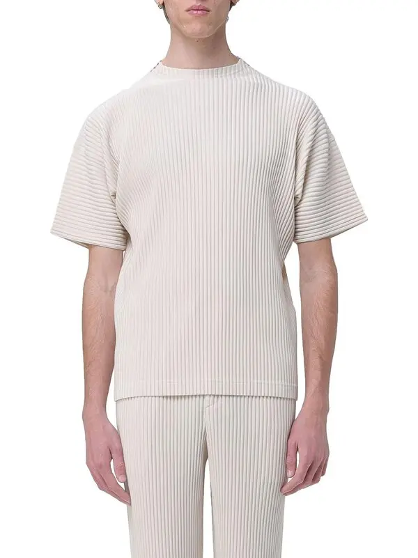 Issey Miyake Pleated Polyester T-shirt - Beige