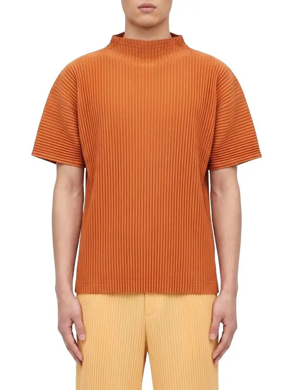 Issey Miyake Pleated Polyester T-shirt - Orange