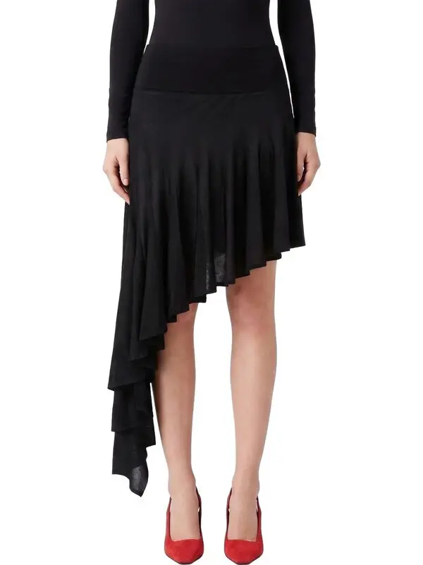 Alaïa Asymmetrical Ruffled Skirt - Black