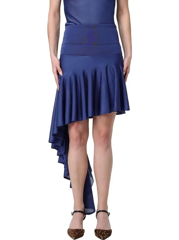 Alaïa Asymmetric Viscose Knit Skirt - Blue