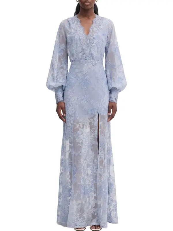 ERMANNO FIRENZE Long Sleeve Lace Gown - Denim