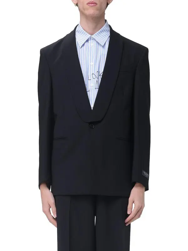 MSGM Single-breasted Virgin Wool Blazer - Black