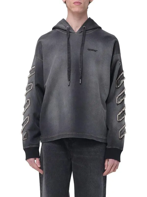 Off-White Embellished Denim Hoodie - Black