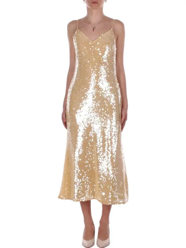 Ralph Lauren Sequined Midi Dress - Yellow