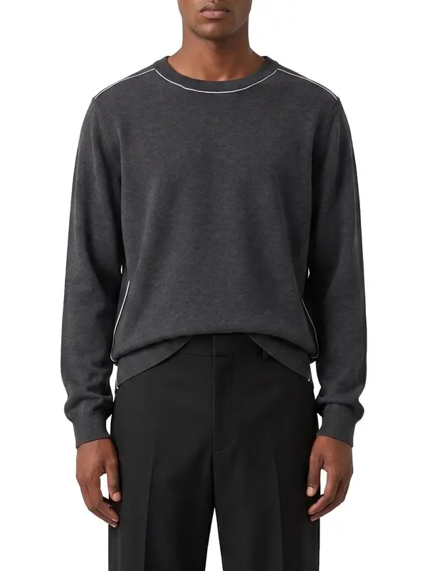 MAISON MARGIELA Crew Neck Sweater With Contrast Stitching - Charcoal