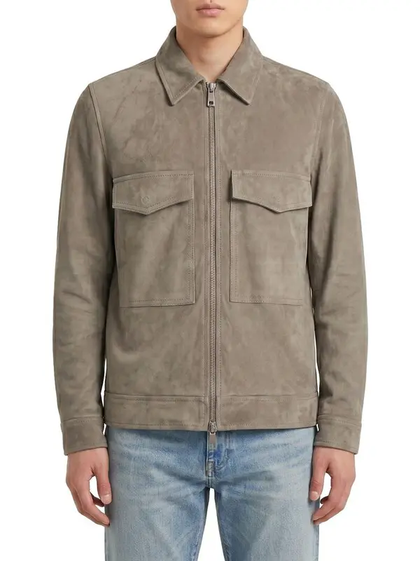 GIORGIO BRATO Suede Lambskin Shirt Jacket - Grey