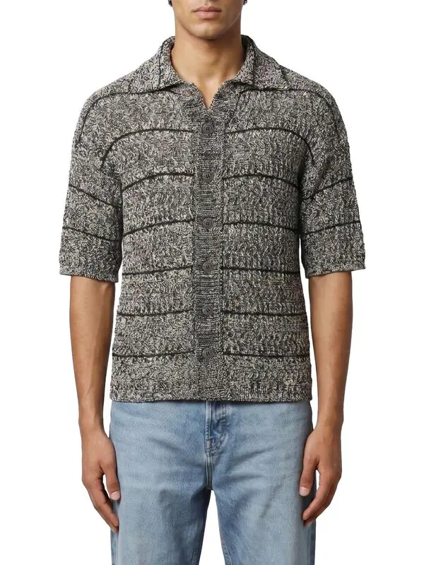 ROBERTO COLLINA Textured Knit Polo - Black