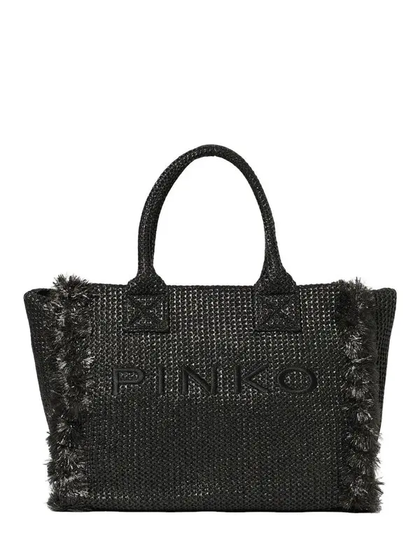 Pinko Raffia Tote Bag - Black
