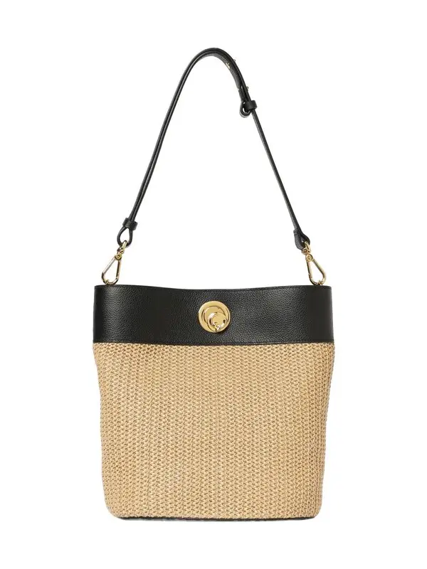 COCCINELLE Nikla Shoulder Bag In Raffia And - Black
