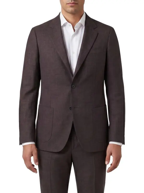 LARDINI Single-breasted Blazer In Wool Linen And Silk - Brown