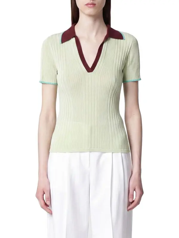 ROBERTO COLLINA Viscose Knit Polo Shirt - Green
