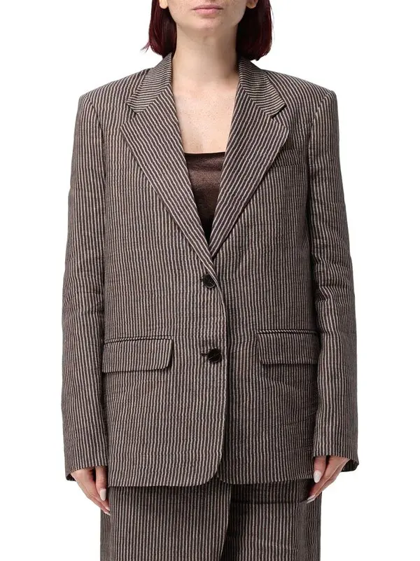 ALYSI Striped Blazer - Brown