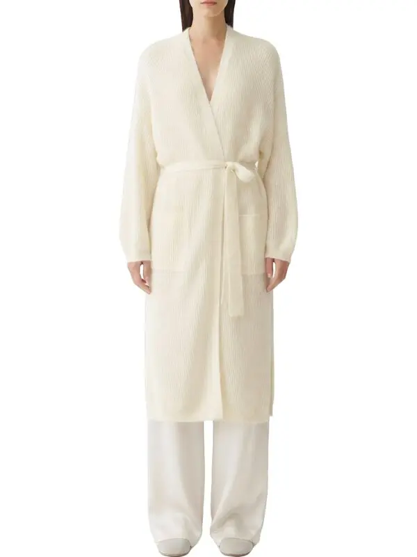 Fabiana Filippi Longline Cardigan With Belt - Natural
