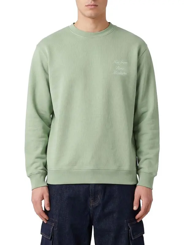 Drole De Monsieur Sweatshirt With Embroidered Text - Green