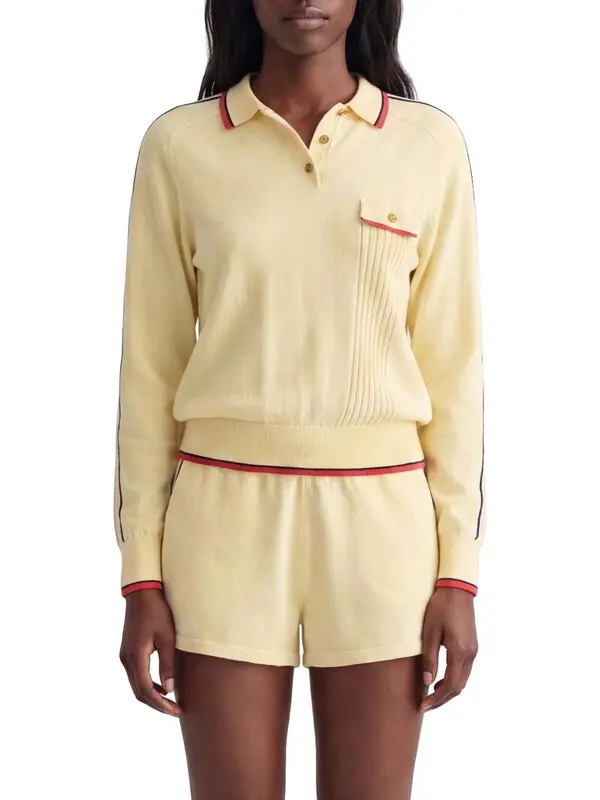Guest In Residence Long Sleeve Polo Shirt - Beige