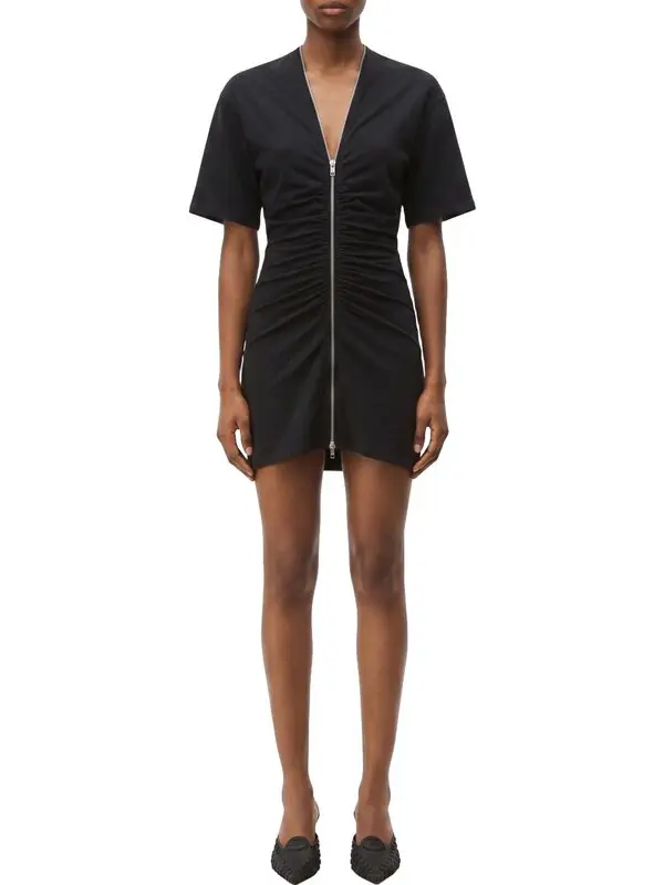 Alexander Wang Ruched Zip-up Dress - Black