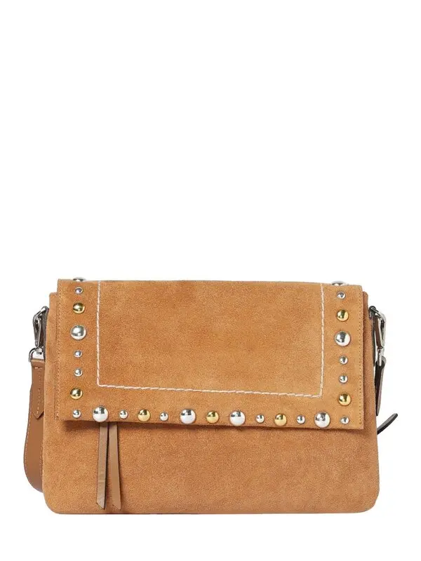 GIANNI CHIARINI Studded Suede Crossbody Bag - Brown