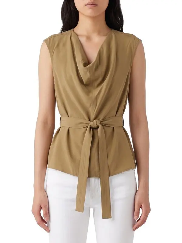 ALYSI Sleeveless Belted Top - Green