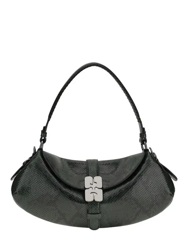GANNI Croc Effect Shoulder Bag - Green