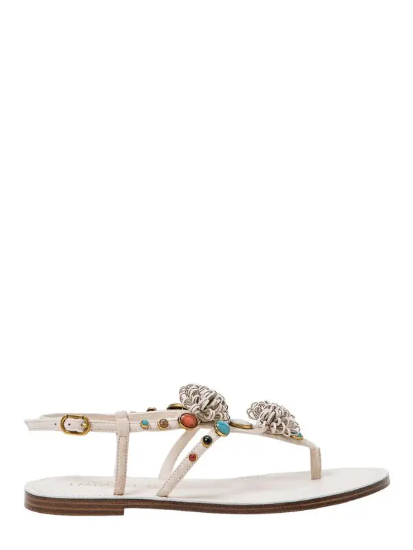 TWINSET Embellished Strappy Heeled Sandal - Pearl